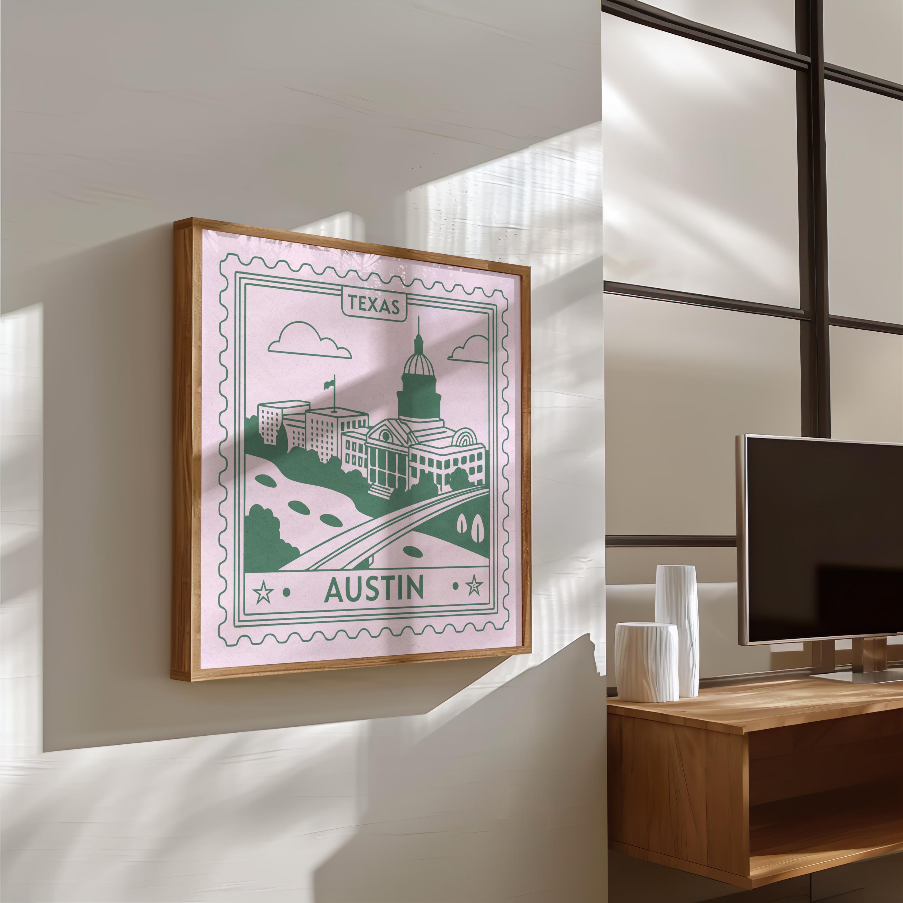 Retro Austin Texas Wall Art, Digital Artwork, Austin Art, Printable ...