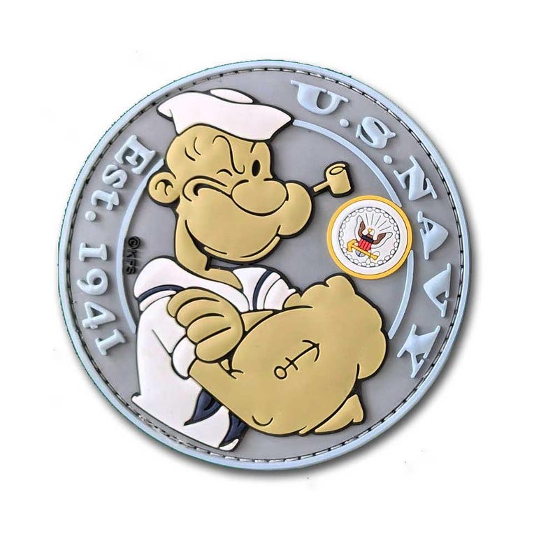 US Navy Popeye the Sailor Since 1941 3.75" Veteran Morale PVC Patch - Etsy