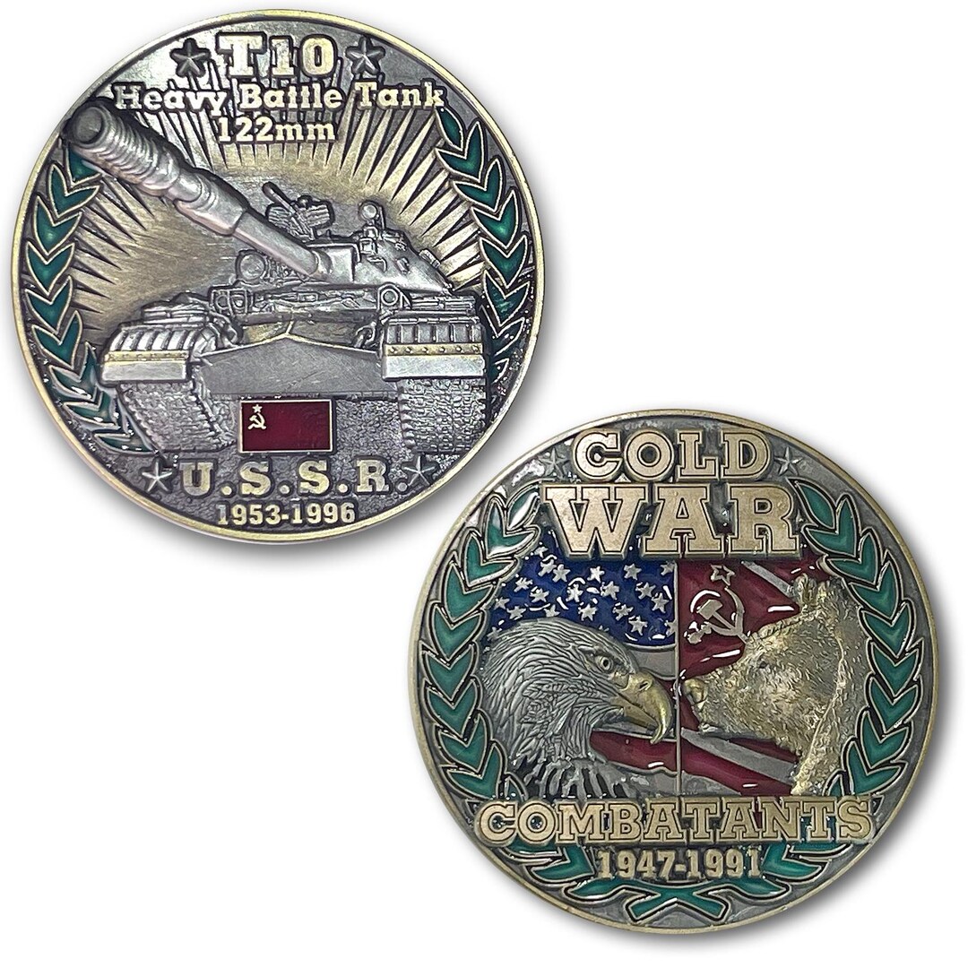 Cold War Challenge Coin: T10 Heavy Battle Tank, USA Eagle Vs USSR Bear ...