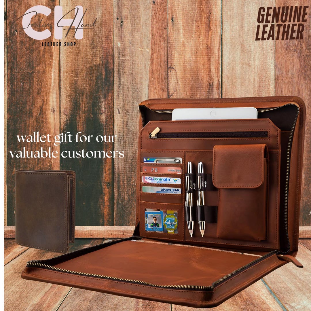 Personalized Leather Portfolio, Leather Portfolio for Men, Leather ...