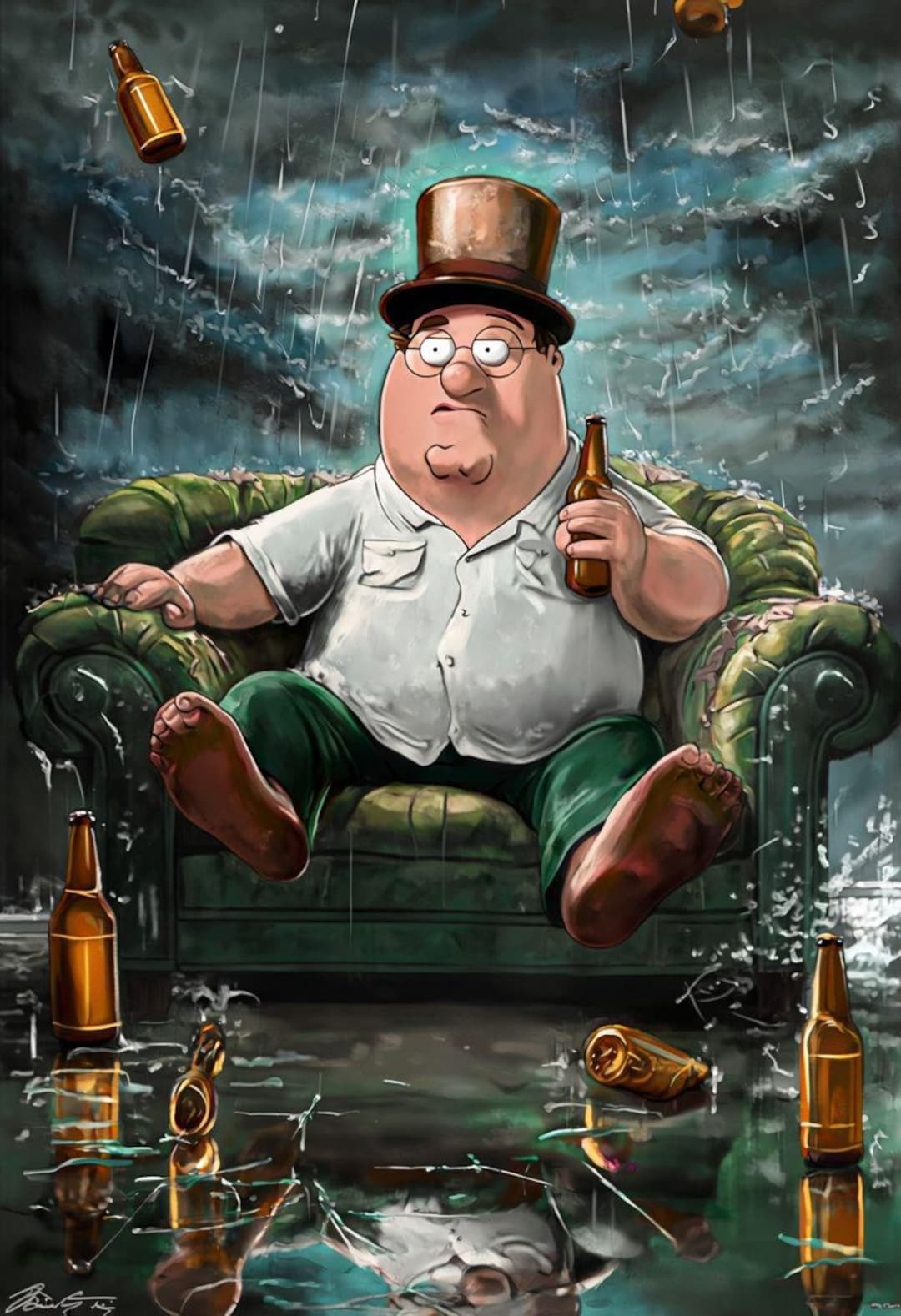 Peter Griffin Drinking in the Rain - Etsy