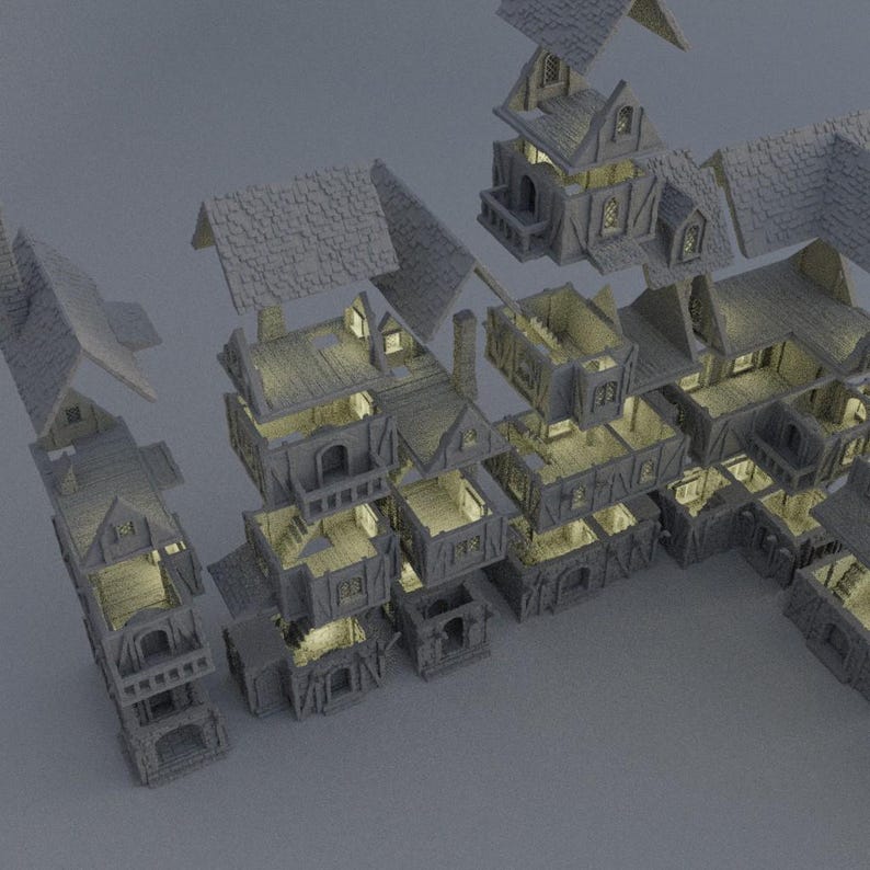 Medieval Town District, Tabletop Terrain, 28mm, 32mm - Etsy