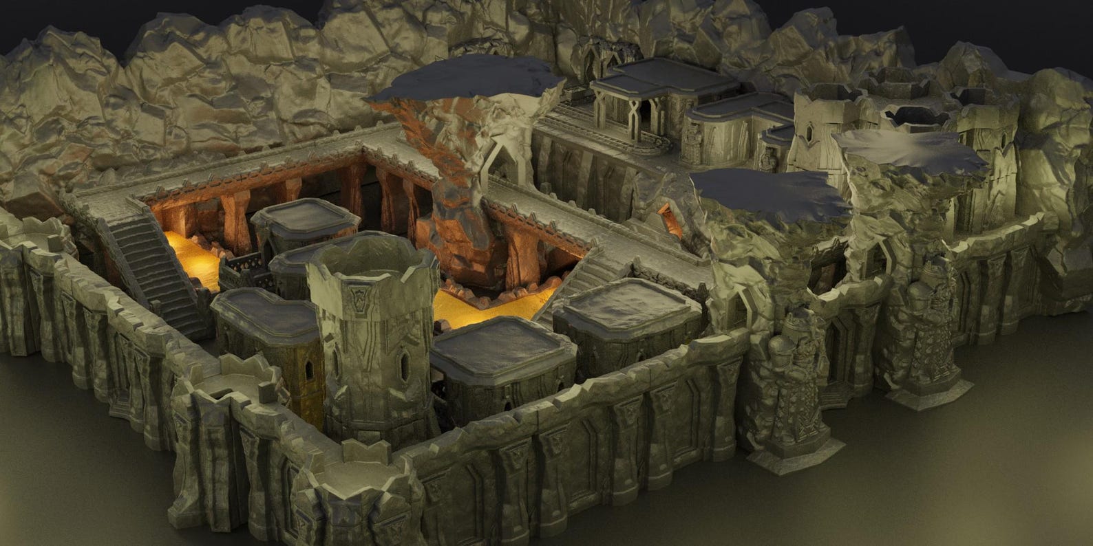Underground Dwarf Settlement, Tabletop Terrain, 28mm 32mm - Etsy