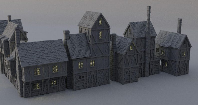 Medieval Town District, Tabletop Terrain, 28mm, 32mm - Etsy