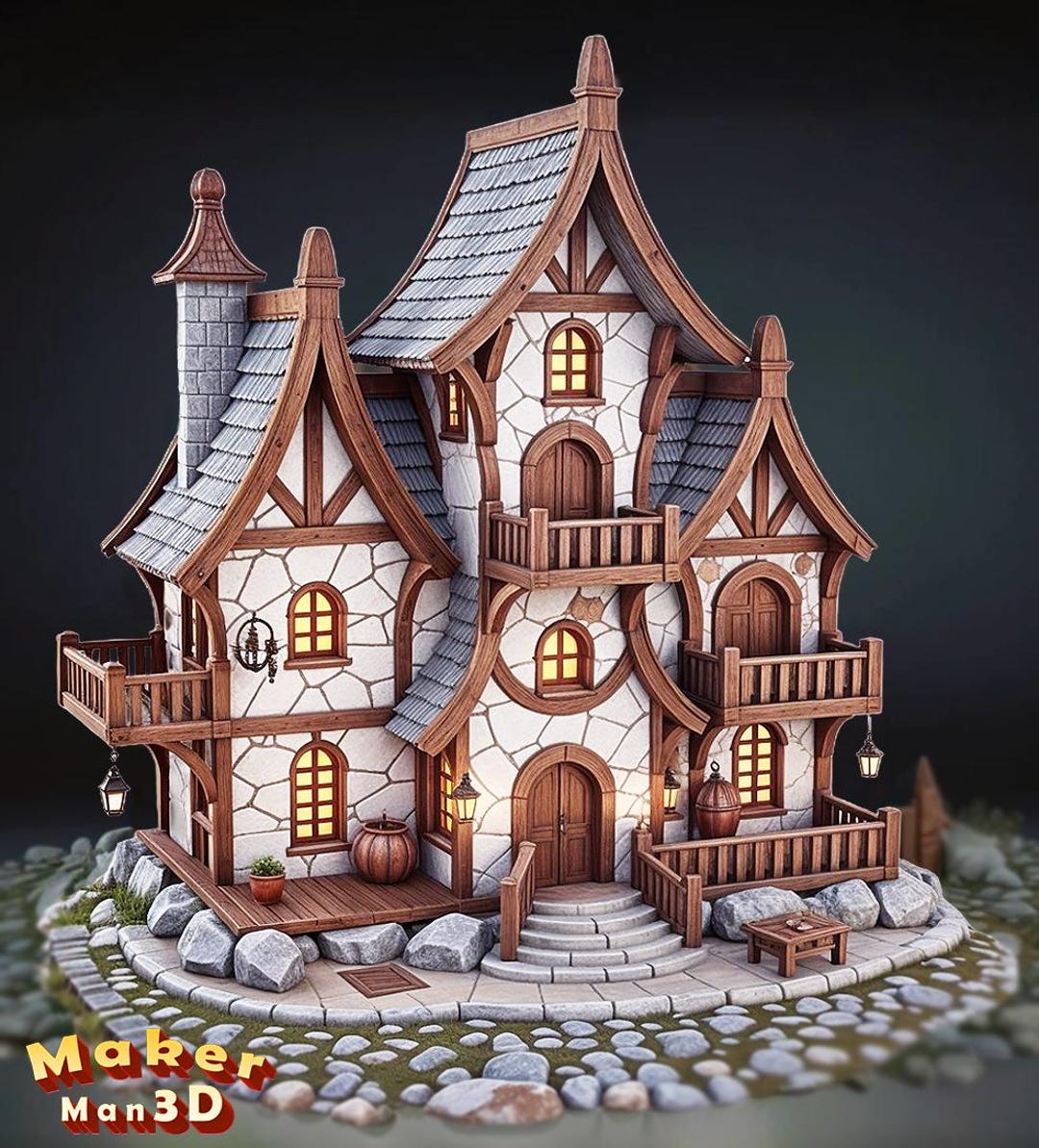 Wooden House - Timeless Realms Fantasy Houses, Tabletop Terrain, 28mm ...