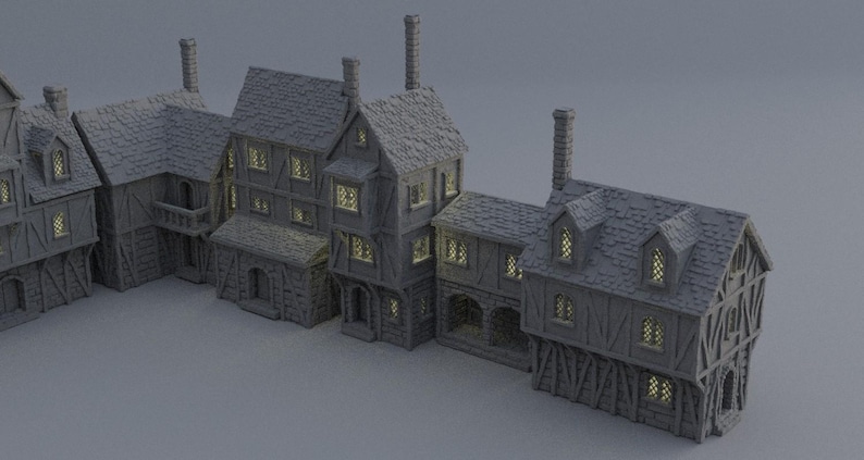 Medieval Town District, Tabletop Terrain, 28mm, 32mm - Etsy