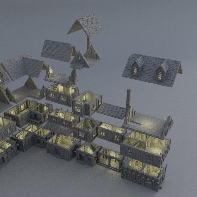 Medieval Town District, Tabletop Terrain, 28mm, 32mm - Etsy