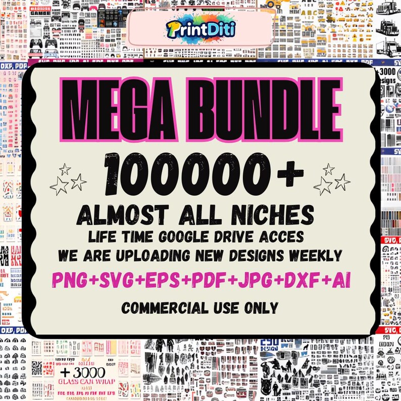 Mega Bundle, +100k Graphics, 600+ Packs ,plus a Free Gift, Tshirt ...