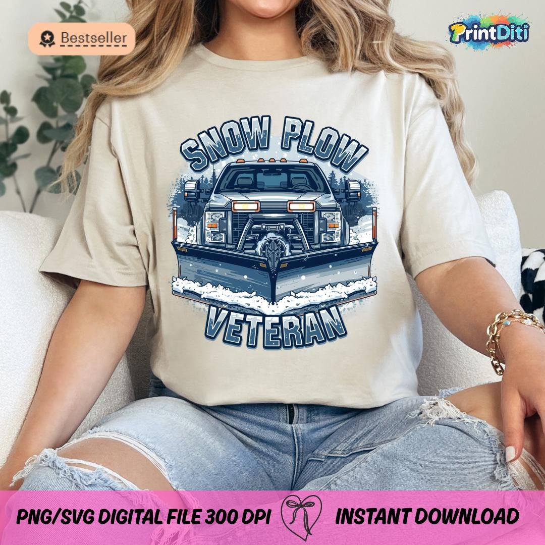 Snow Plow Veteran Truck SVG PNG – Winter Snow Removal Crew Graphic ...