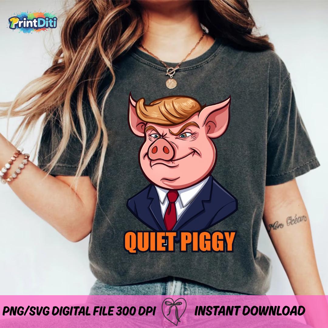 Quiet Piggy Political Cartoon – Anti-trump Satire Pig Art – Funny ...