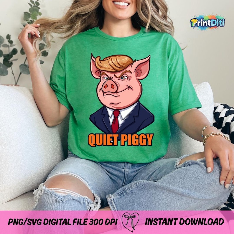 Quiet Piggy Political Cartoon – Anti-trump Satire Pig Art – Funny ...