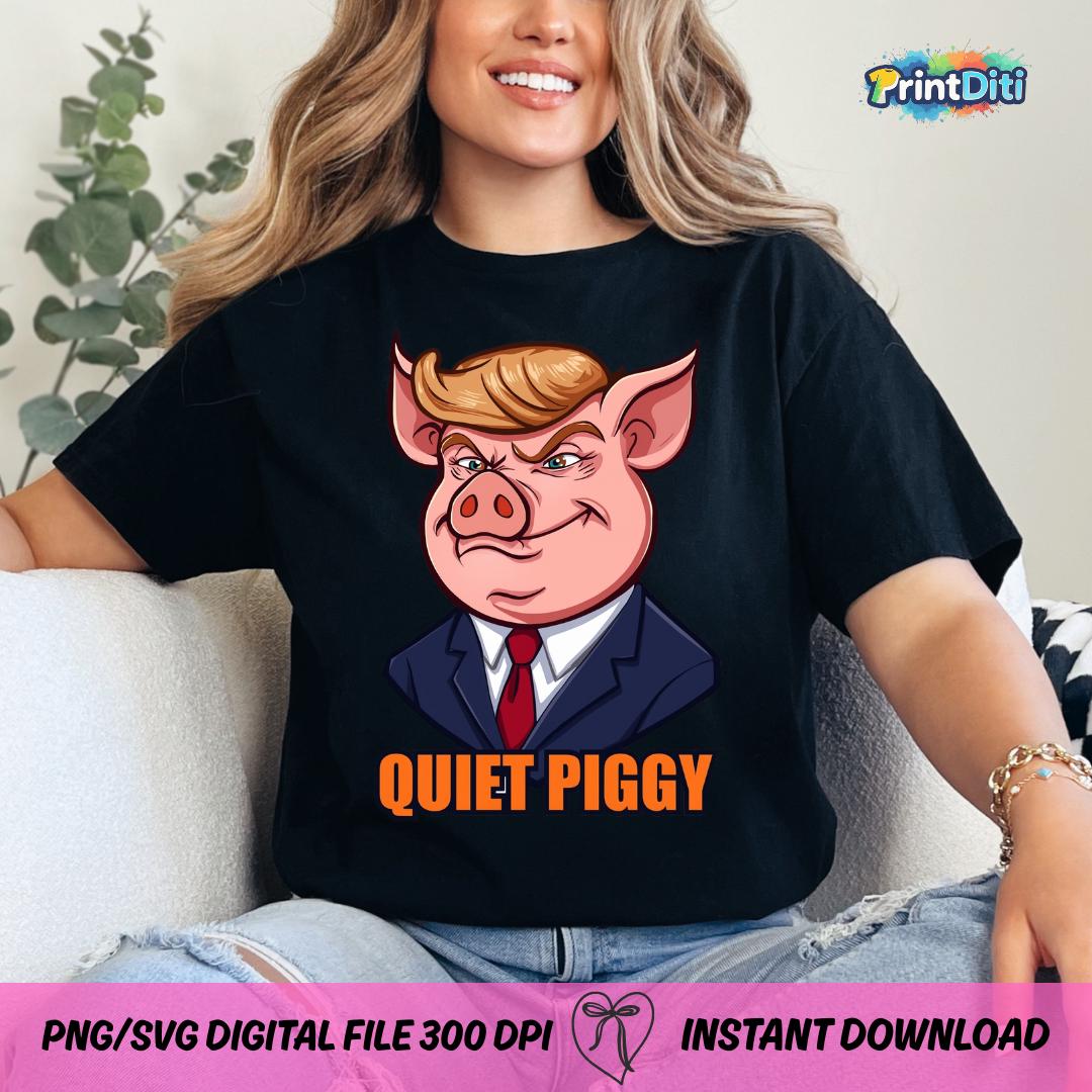 Quiet Piggy Political Cartoon – Anti-trump Satire Pig Art – Funny ...