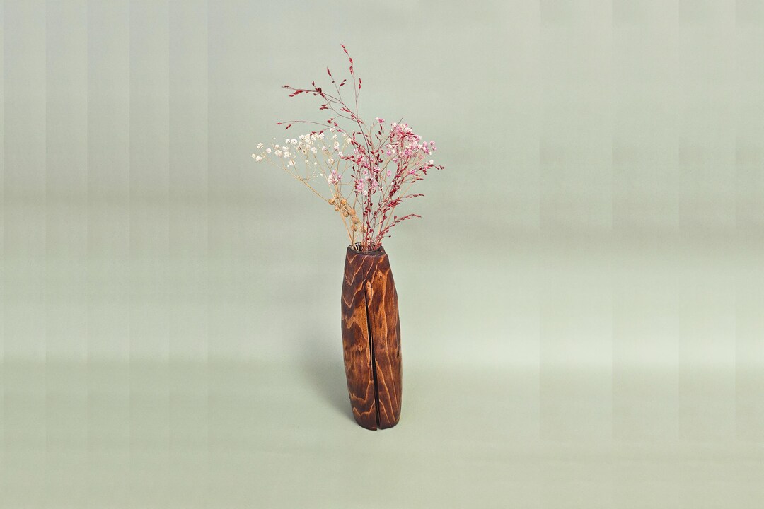 Handcrafted Birch Wood Vase With Glass Tube, Rustic Decor - Etsy