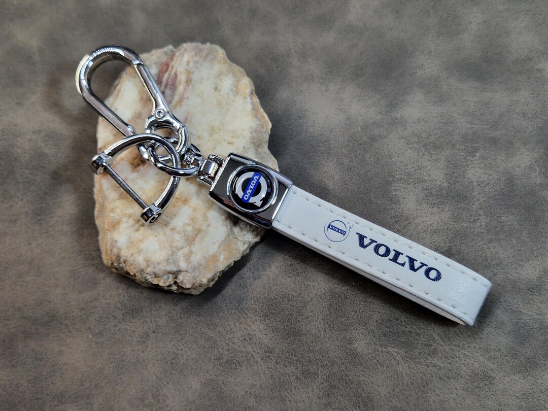 Volvo Wristlet Keychain White Leather With Logo Key Car Accessory Gift ...