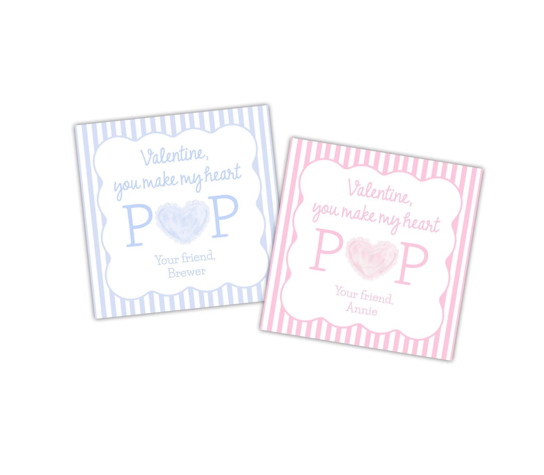 Printable Pop It Valentine Tag for Kids | Class Party Favor | Valentine ...