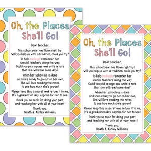 Oh, the Places You'll Go | Instruction Card for Teachers to Sign | End ...