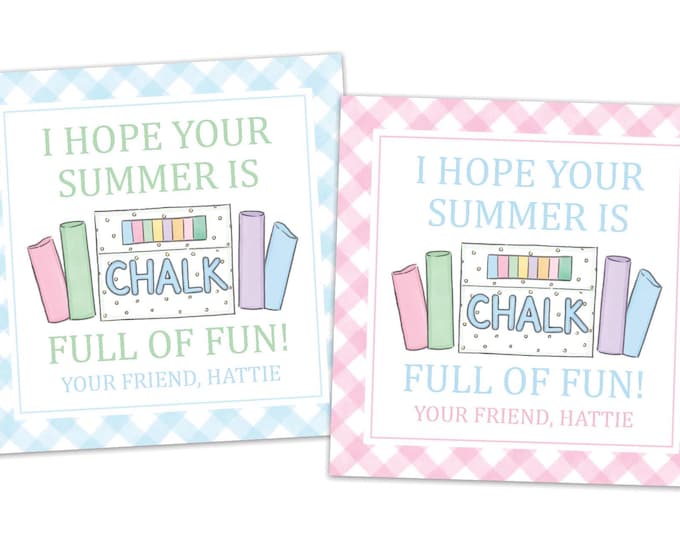 Printable Summer Gift Tag | End of School Year Tag | Chalk Favor Tag ...