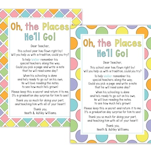 Oh, the Places You'll Go | Instruction Card for Teachers to Sign | End ...