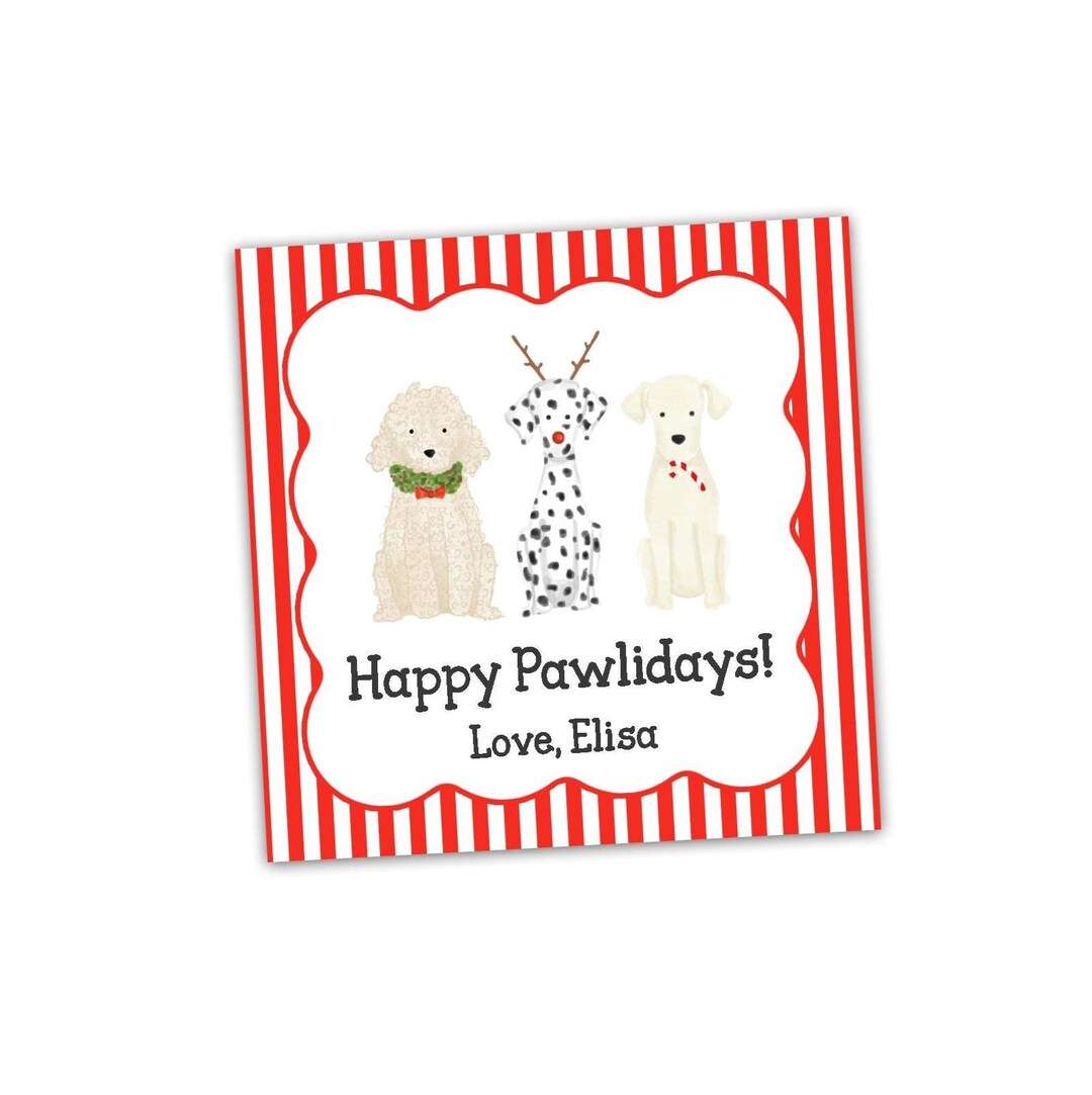 Printable Christmas Tag | Happy Pawlidays Tag | Dog Christmas Tag ...