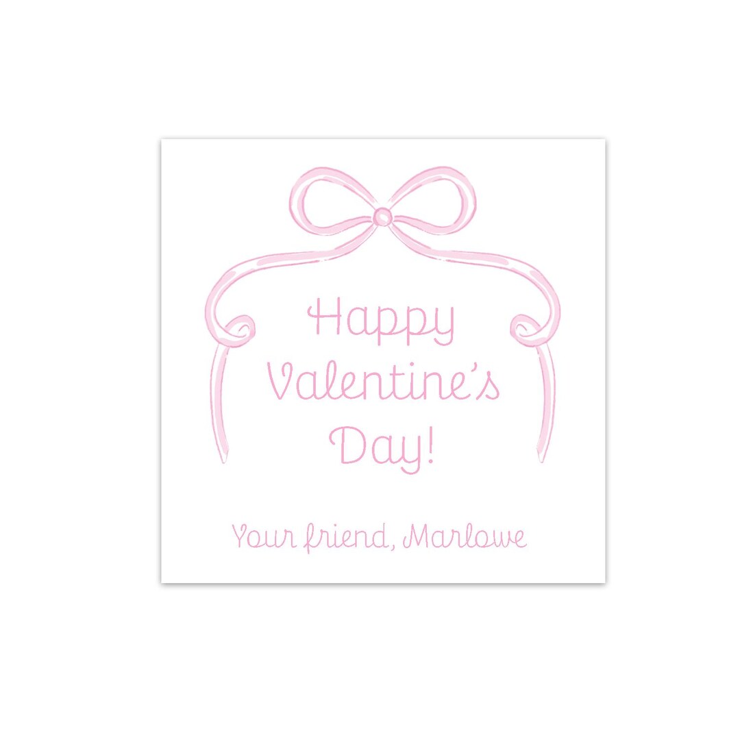Printable Bow Valentine Tag for Kids | Class Party Favor | Valentine ...