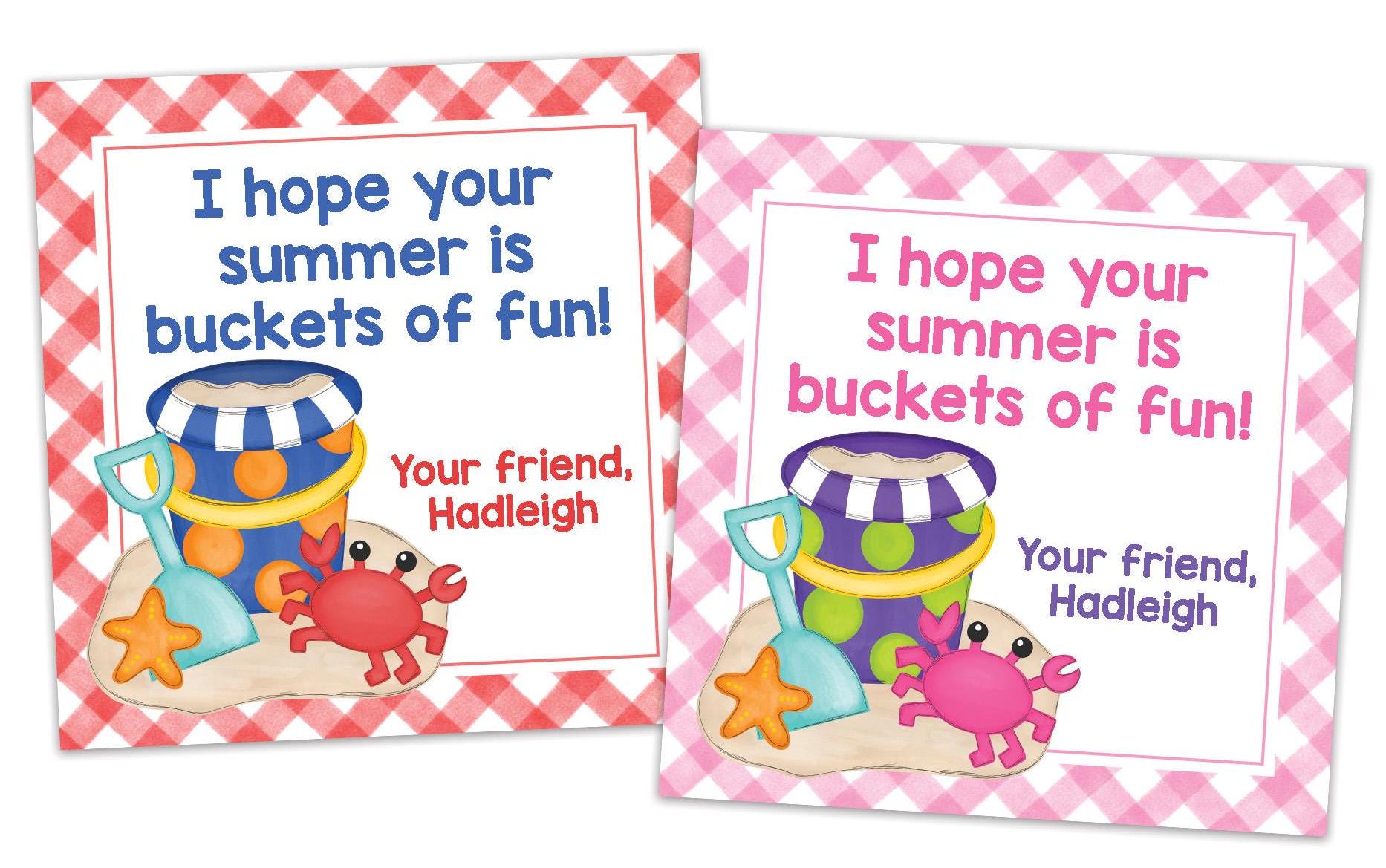 Printable Summer Gift Tag | End of School Year Tag | Buckets of Fun ...