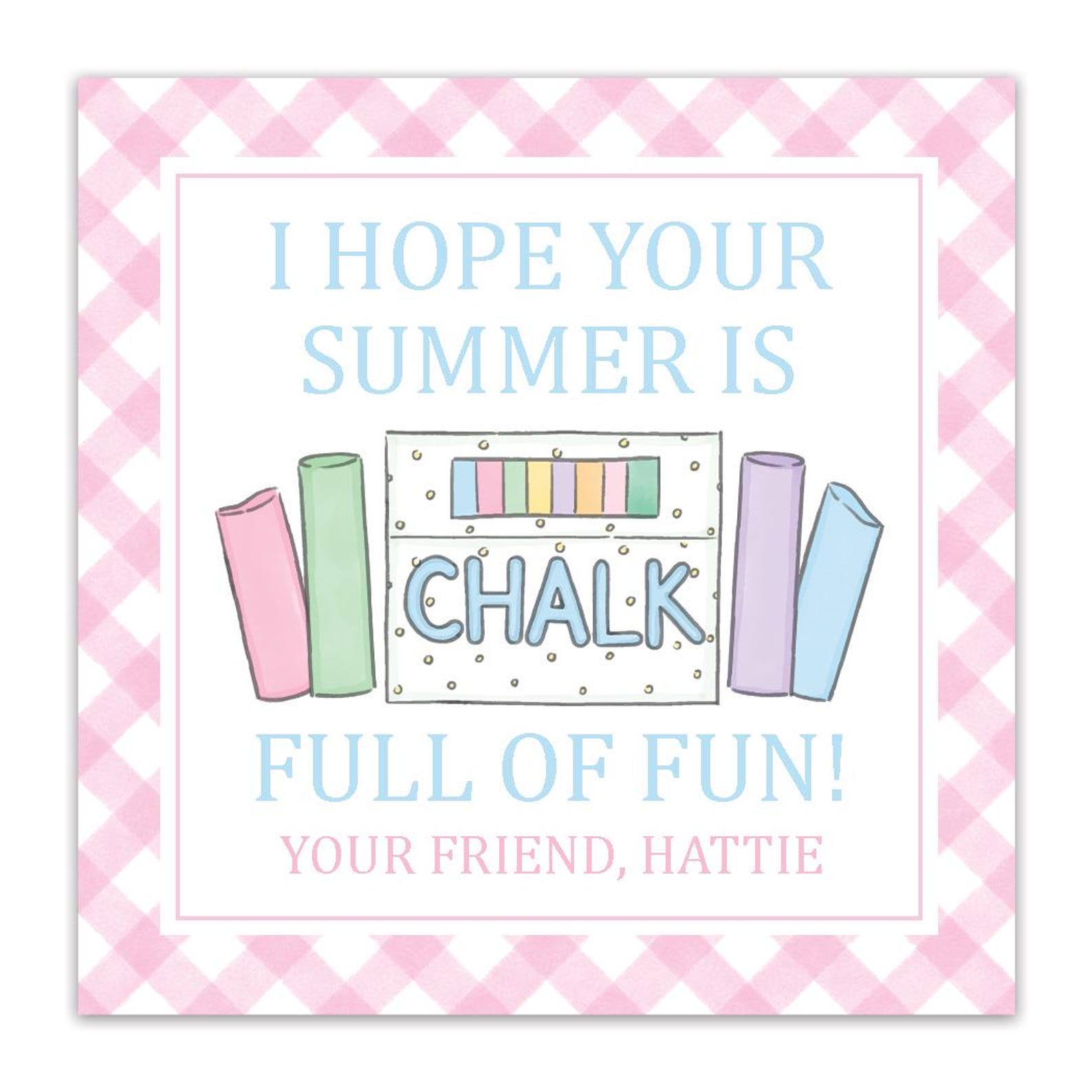 Printable Summer Gift Tag | End of School Year Tag | Chalk Favor Tag ...