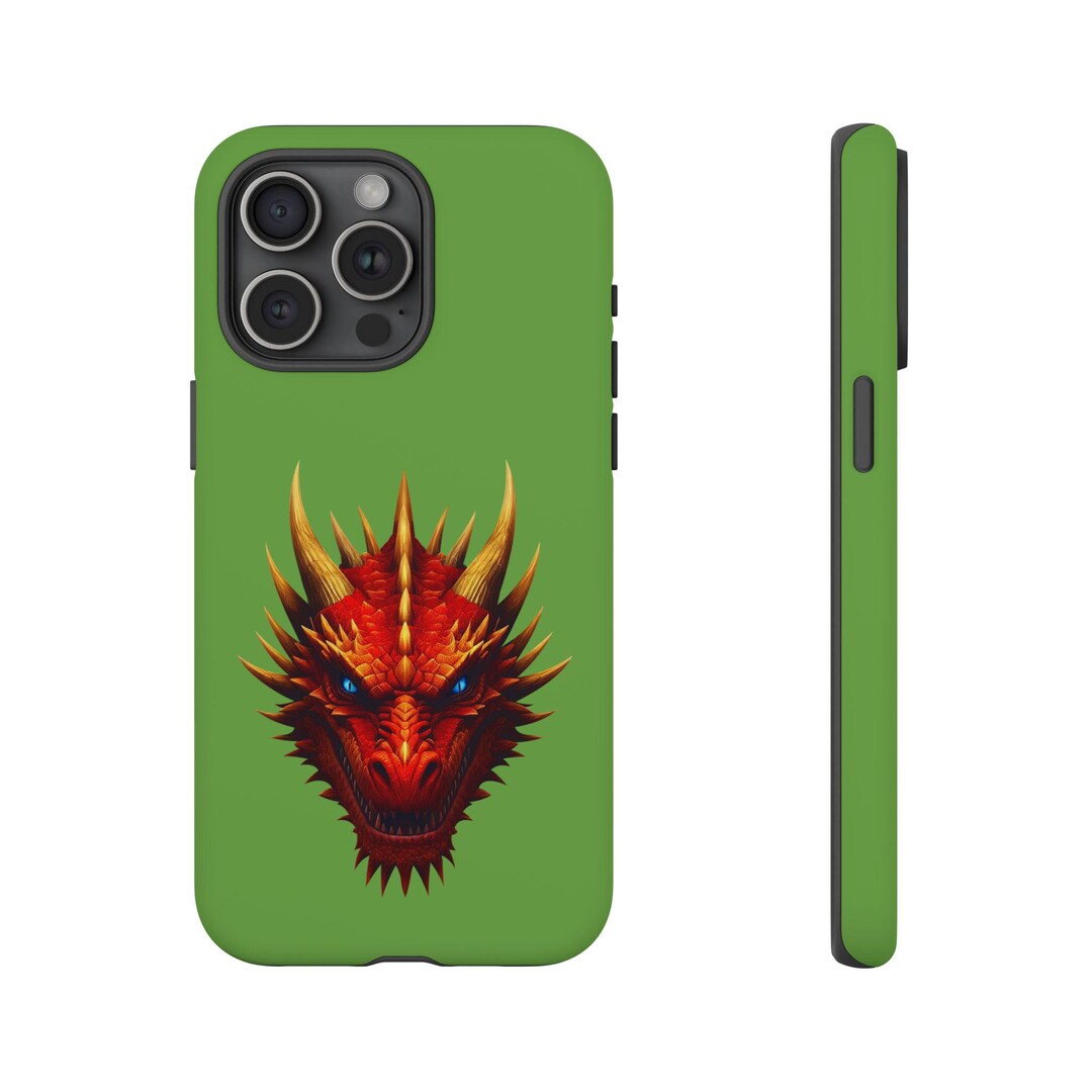Red Dragon Phone Case. Green Background. - Etsy