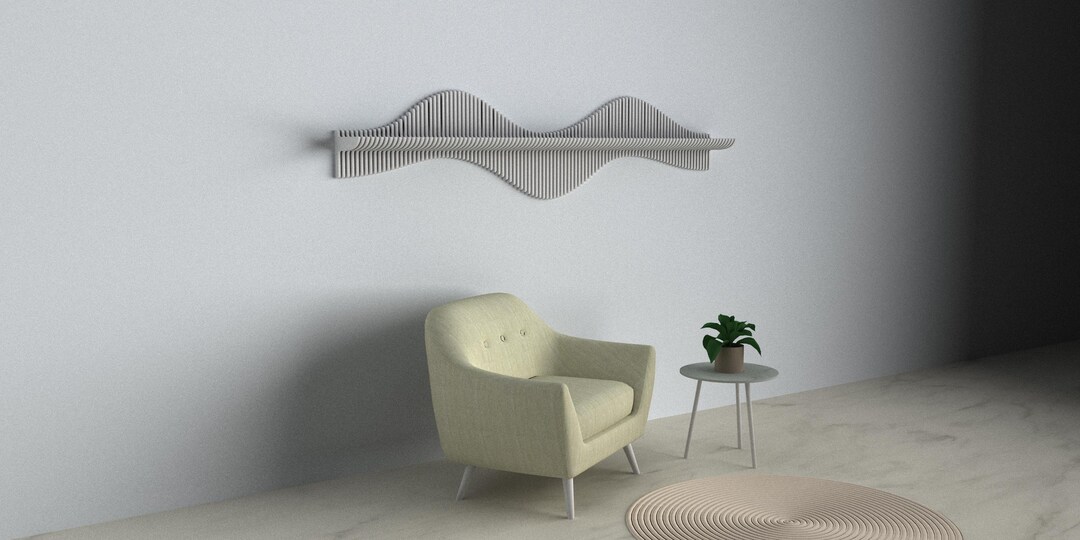 Wavy Wall Unique Shelves - Parametric Wave Wood Floating Shelf ...