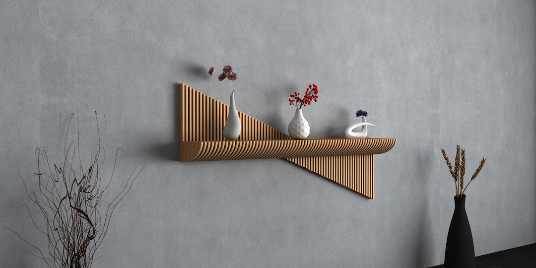 Parametric Wavy Floating Shelves - Wall Hanging Handmade Unique Shelves ...