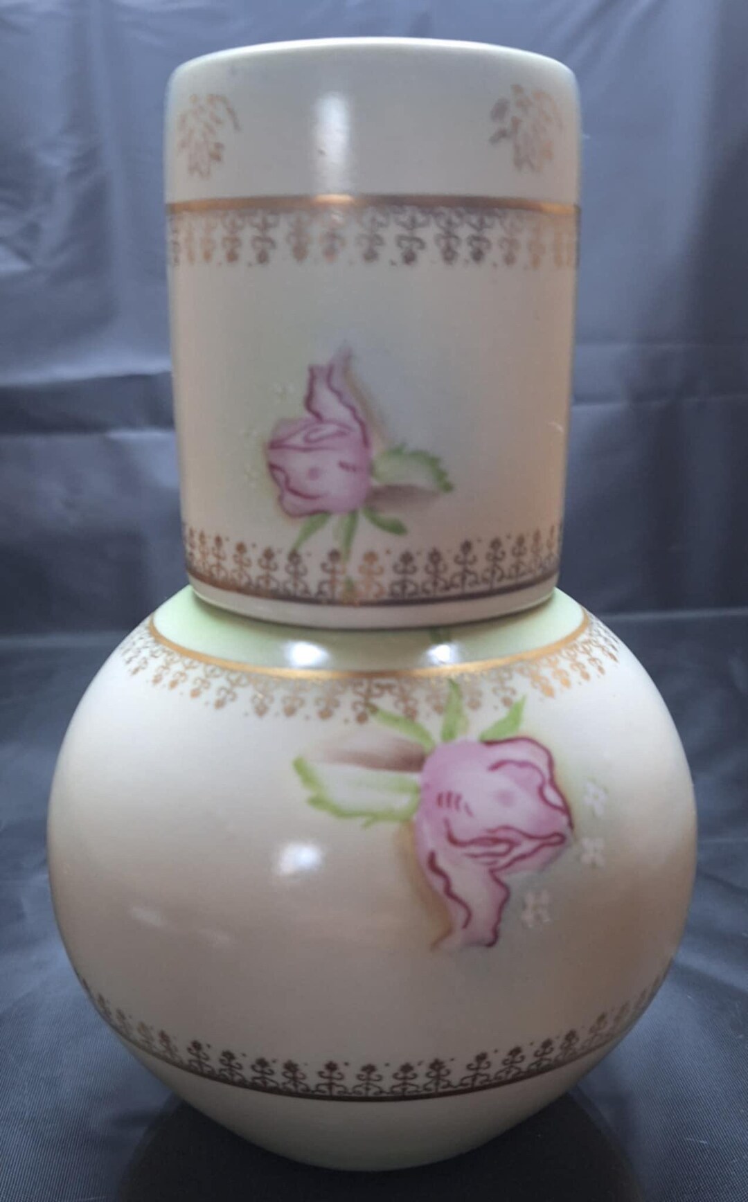 RS Prussia Style Porcelain Vase/decanter & Cup 7.5" Signed Vintage ...