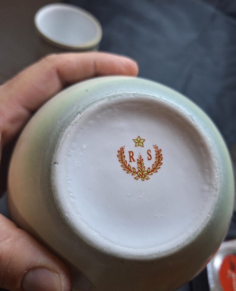 RS Prussia Style Porcelain Vase/decanter & Cup 7.5" Signed Vintage ...