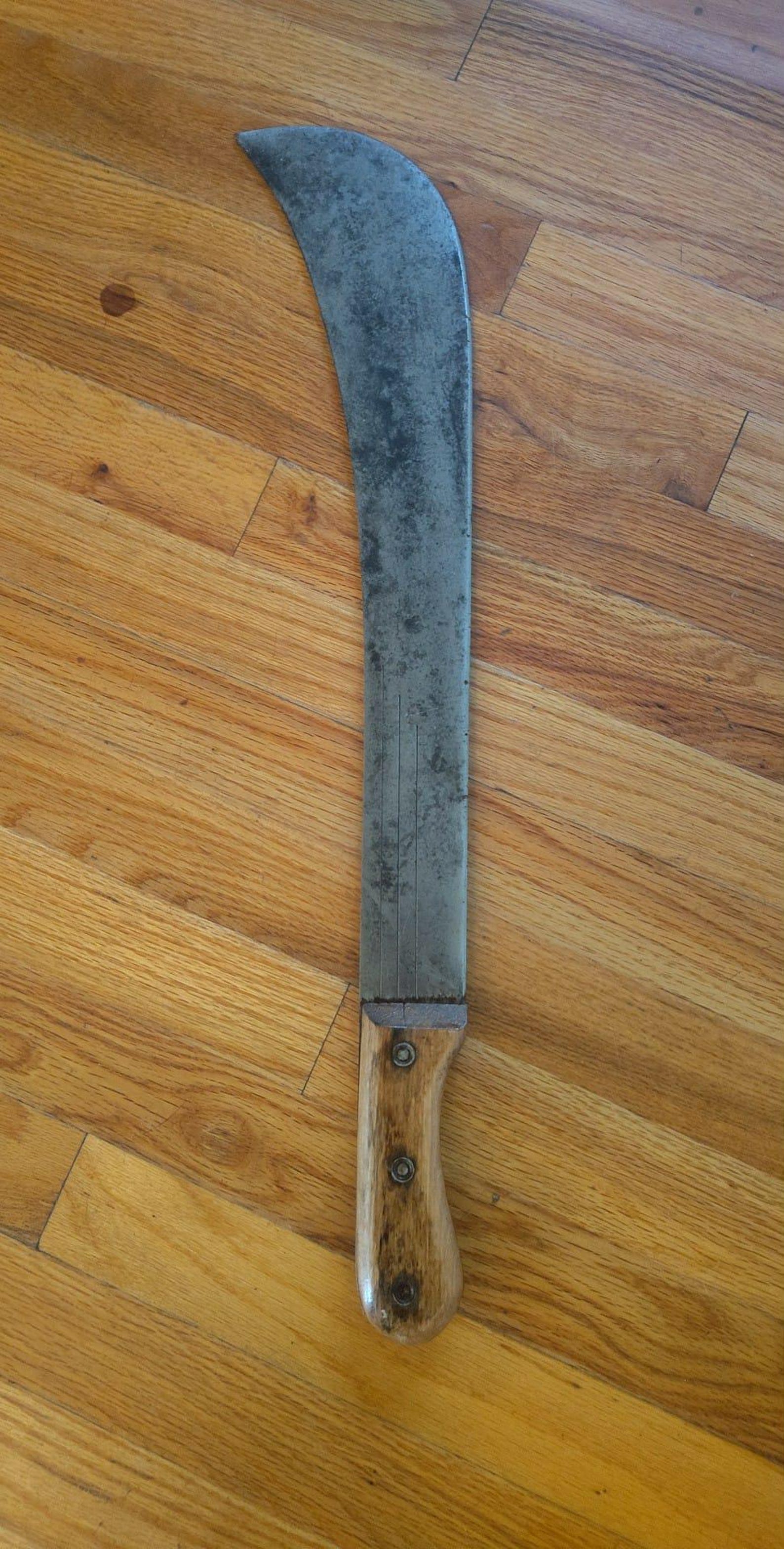 Antique 1930s–50s Heavy Brush Hook Machete Cane Knife Corn Blade With ...