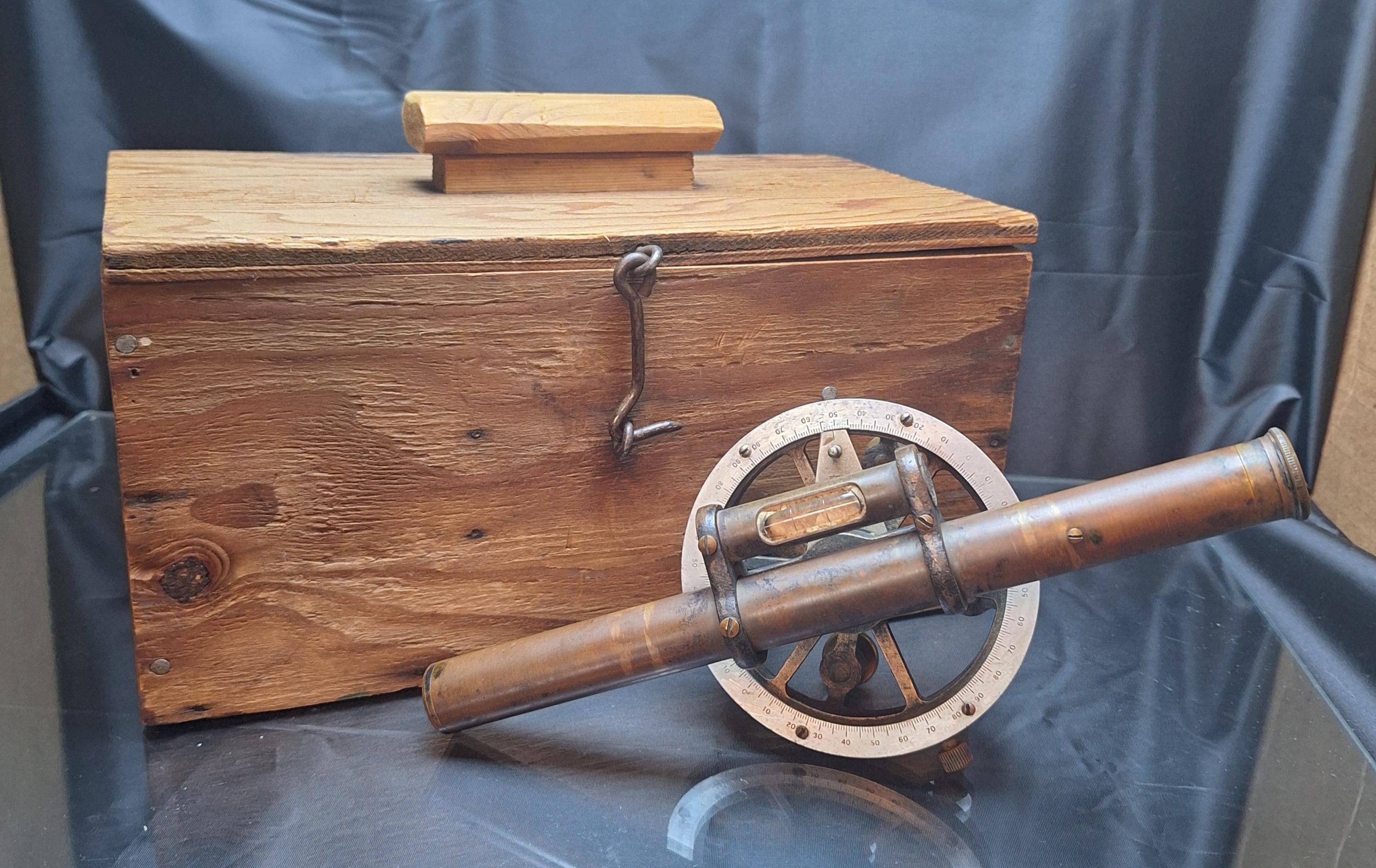 Antique Joseph Wissler St. Louis Brass Surveyor Scope in Wood Box – 10 ...