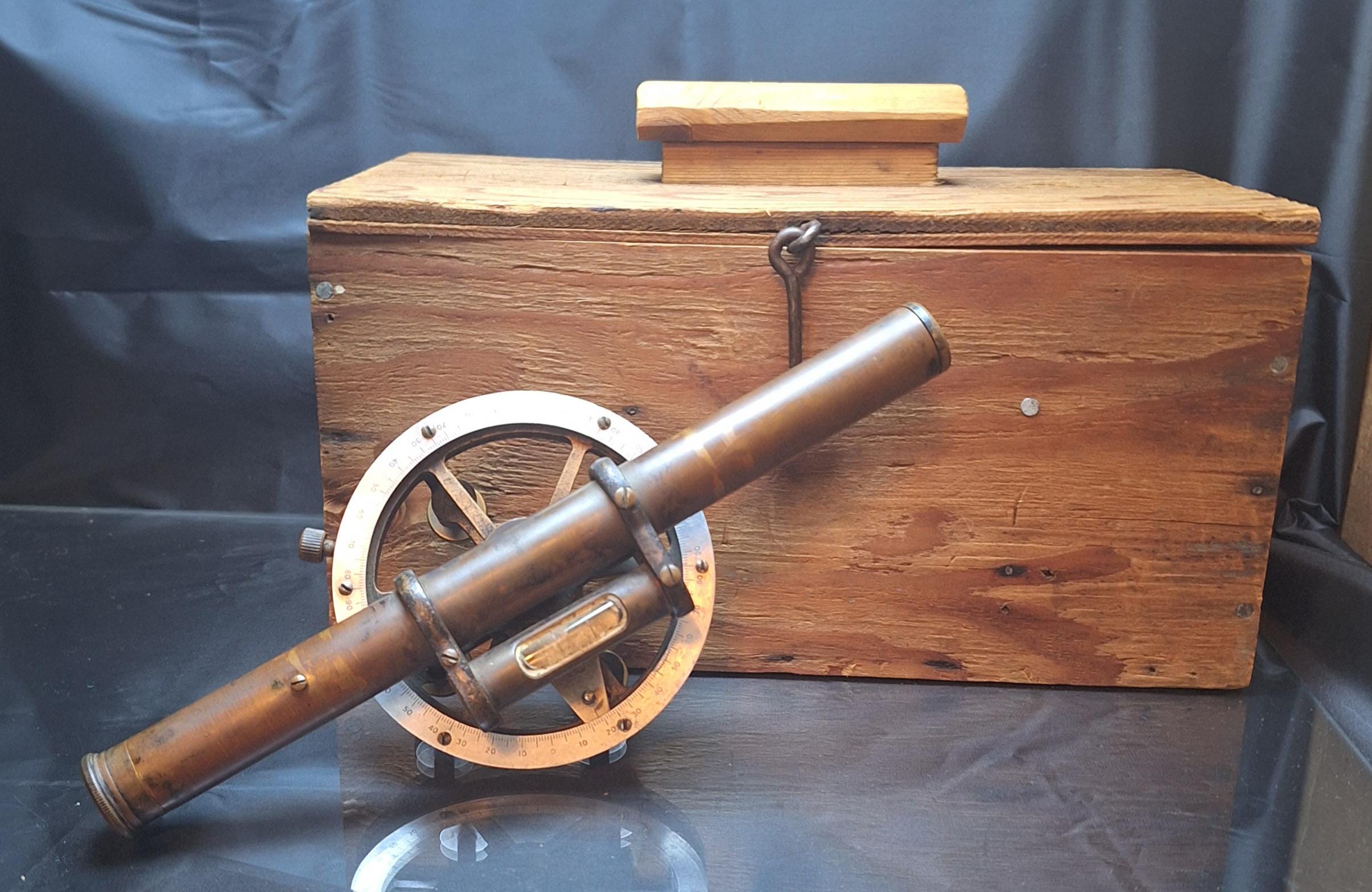 Antique Joseph Wissler St. Louis Brass Surveyor Scope in Wood Box – 10 ...