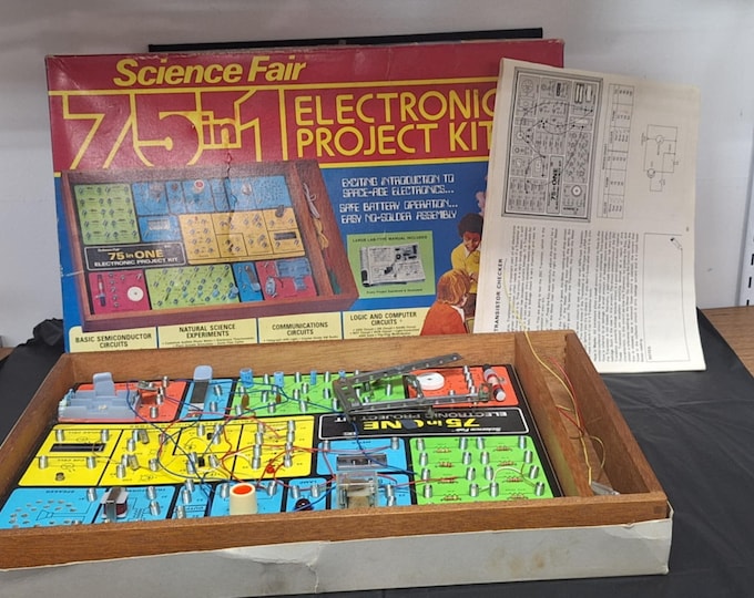 1976 Radio Shack Science Fair 75-in-1 Electronic Project Kit - Model 28 ...
