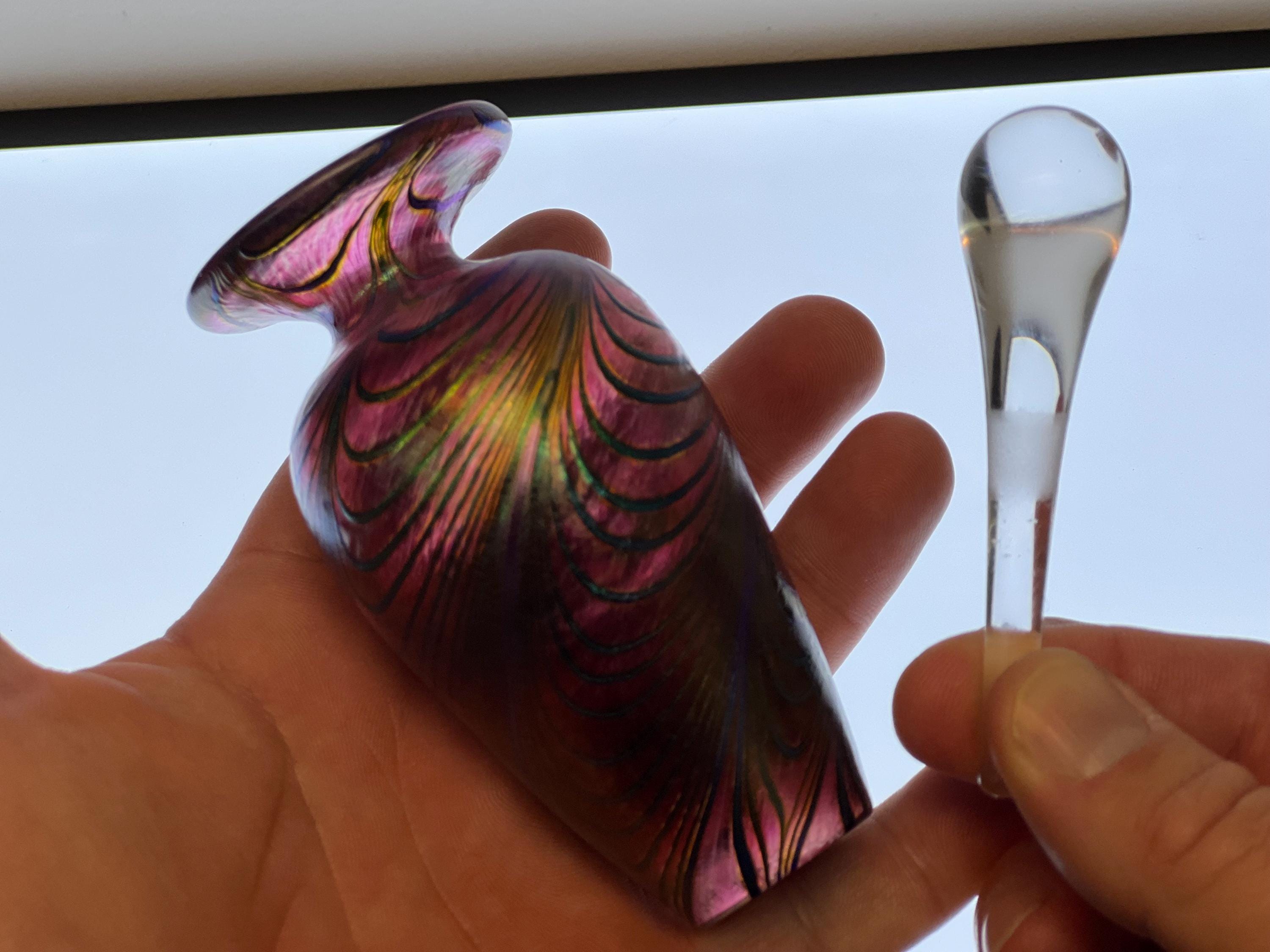 Pulled Feather Pink Purple Mini Vase Perfume Bottle Signed by Robert ...