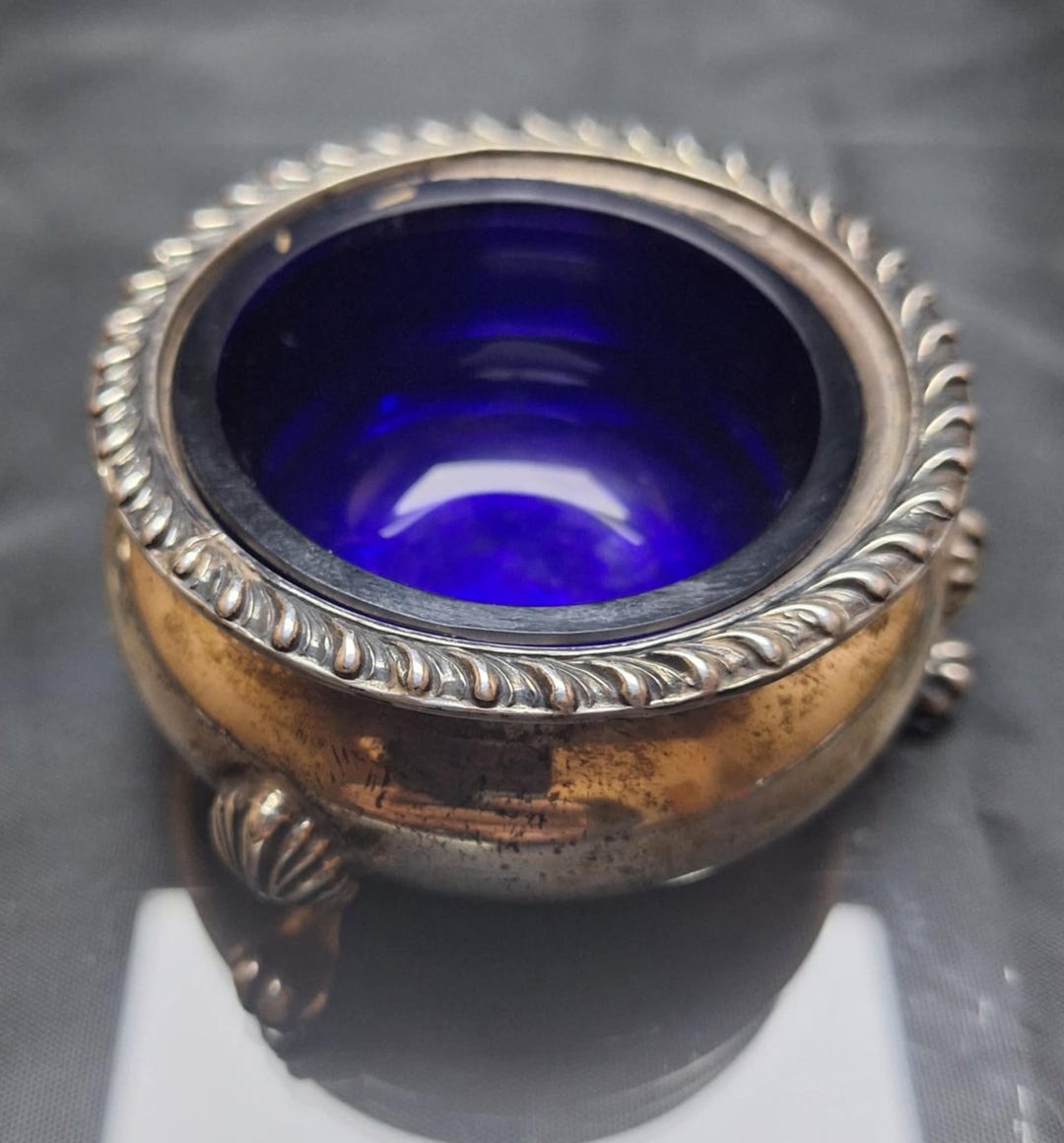 Antique Fisher Sterling Silver Salt Dish With Cobalt Glass Insert - Etsy
