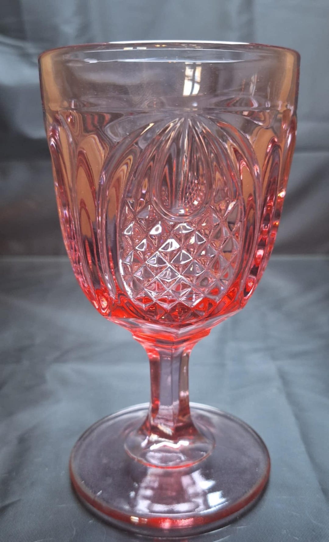 Fenton Glowing Pineapple Colonial Pink Goblet - Etsy