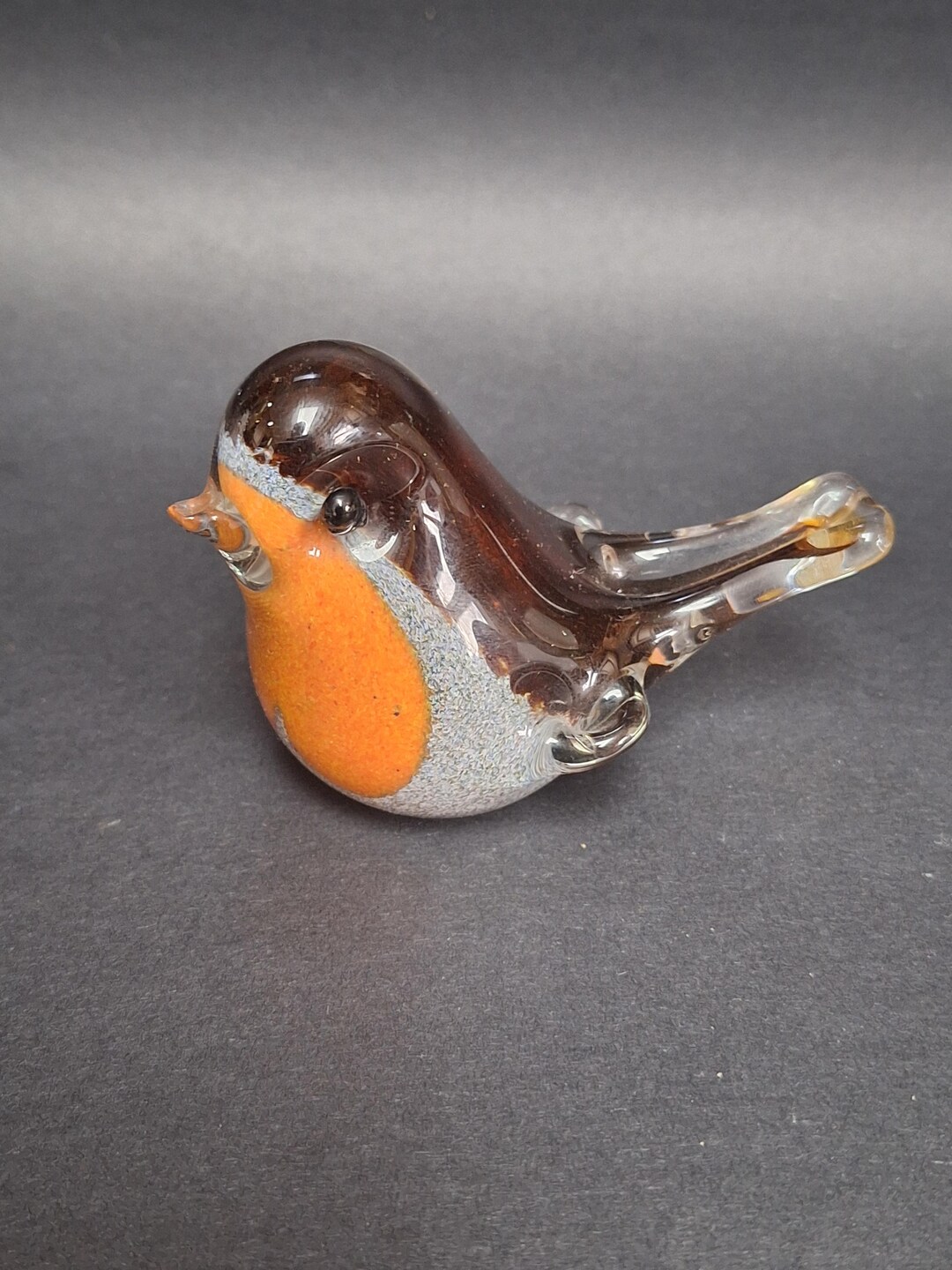 Paul Miller Signed Hand Blown Glass Robin Bird Paperweight Langham ...
