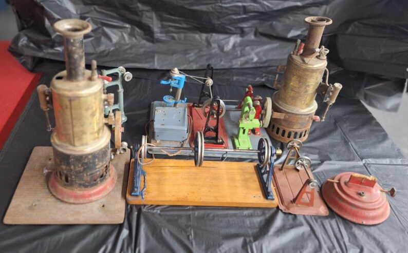 Antique Toy Steam Engine Lot, Early 20th Century, Brass & Cast Iron ...
