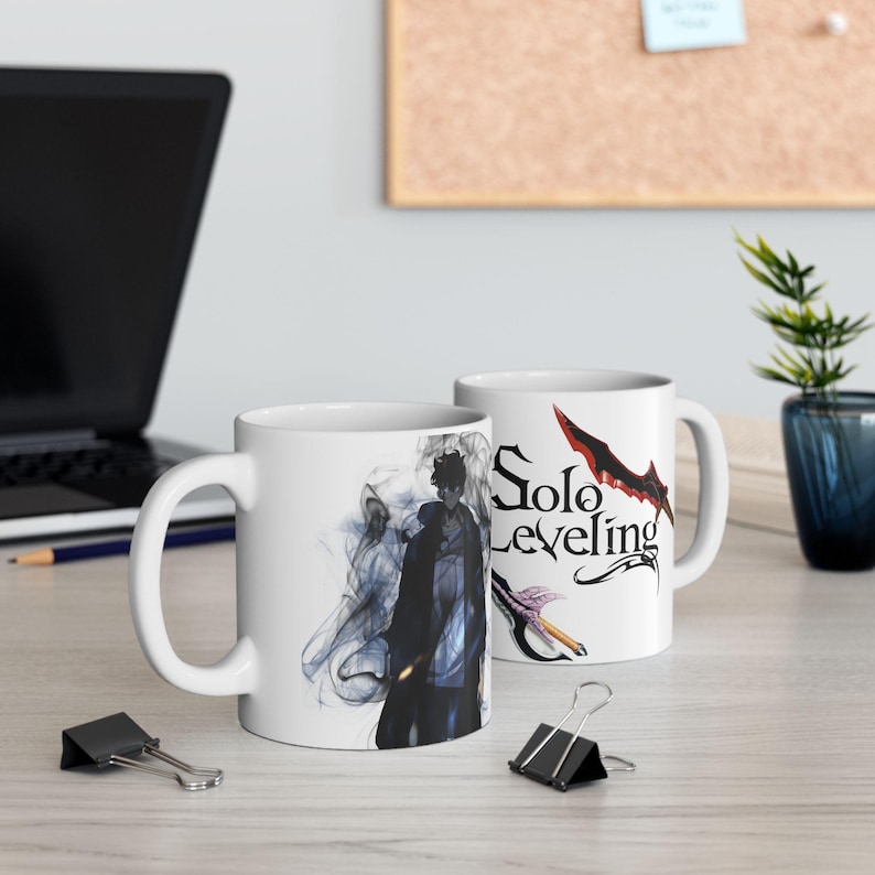 Sung Jin Woo Mug, Solo Leveling Design, Two Daggers, Anime Fan Gift ...
