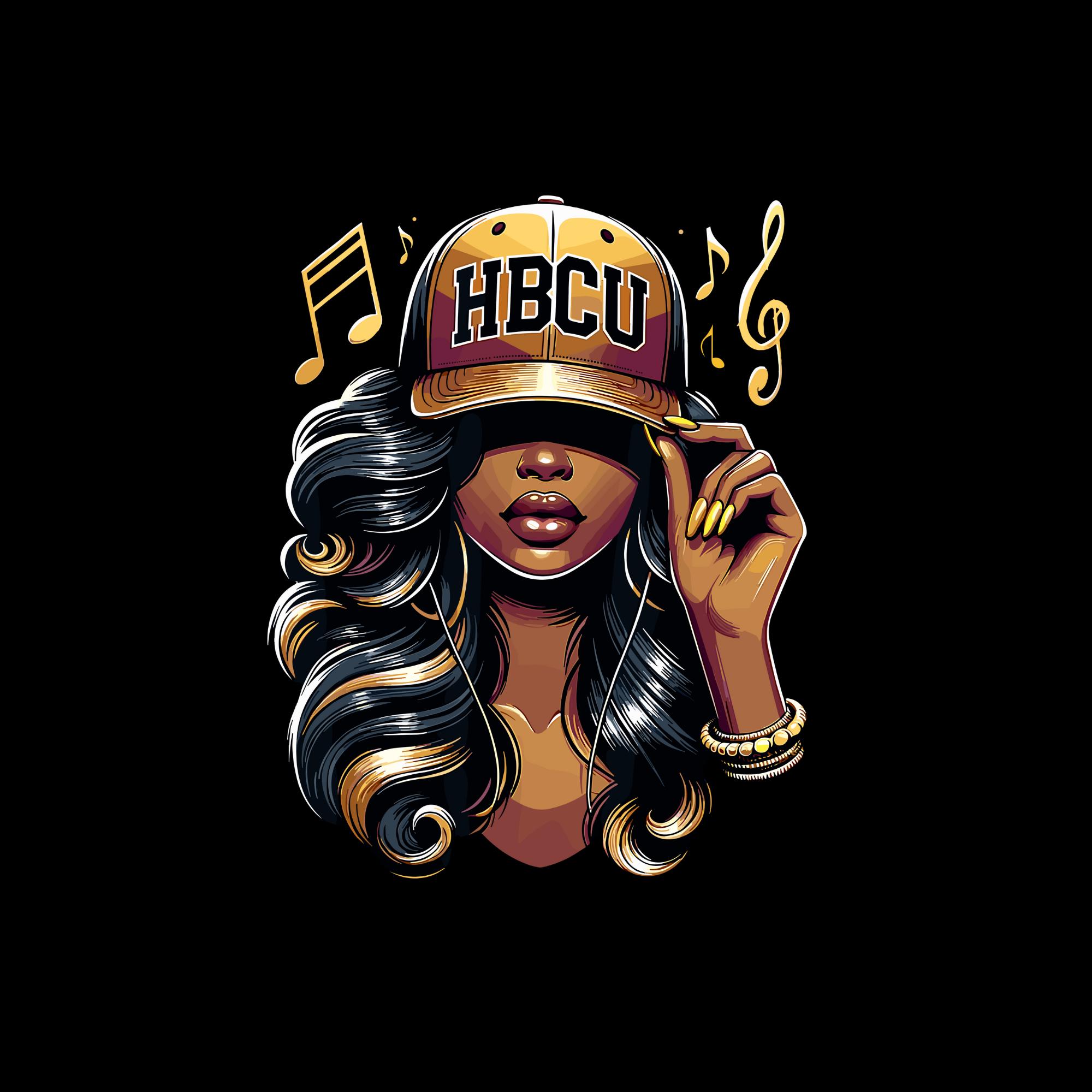 HBCU Afrocentric Digital Art PNG, Stylish Black Woman With Music Notes ...