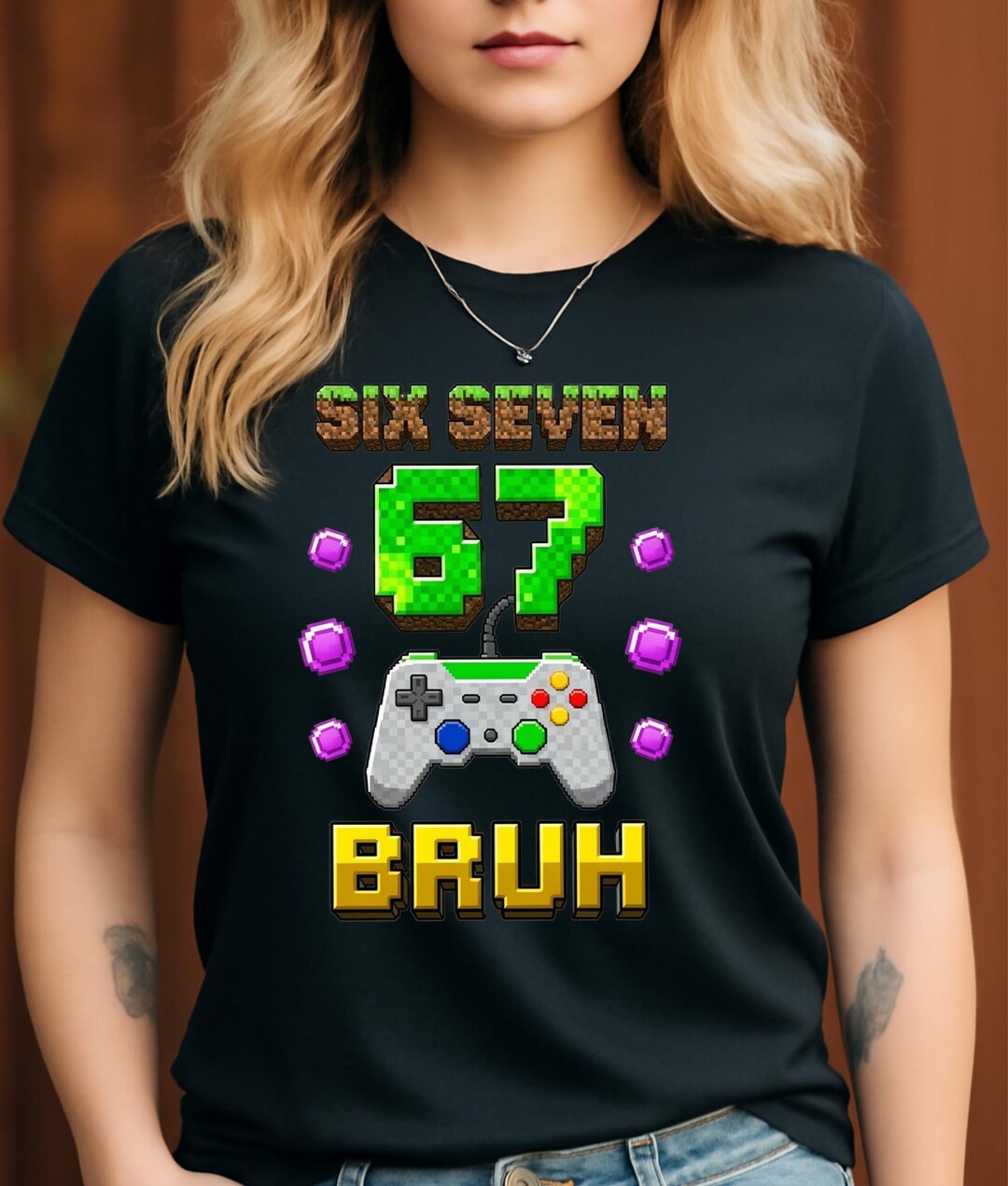 Six Seven 67 Gaming Meme PNG, Pixel Game Controller Design, Funny Gamer ...