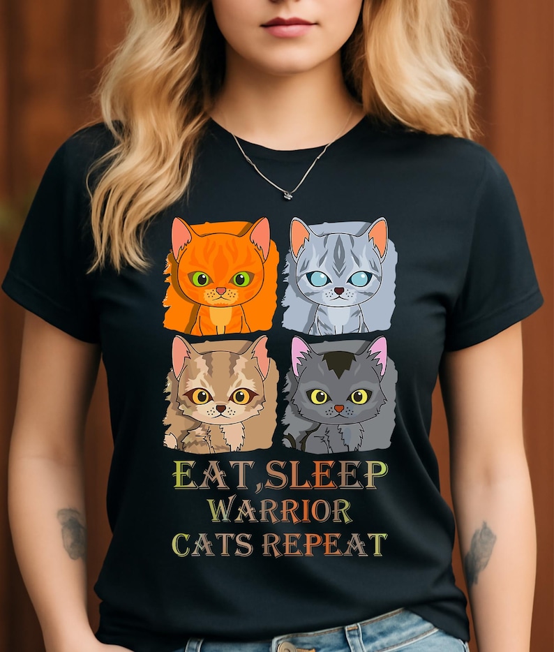 Eat Sleep Warrior Cats Repeat PNG | Funny Cat Lover Design | Cute ...