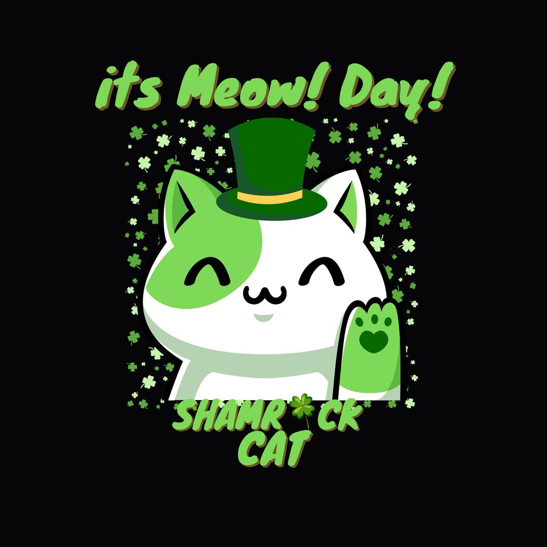Shamrock Cat PNG Design | St. Patrick's Day Digital Download | Cute Cat ...