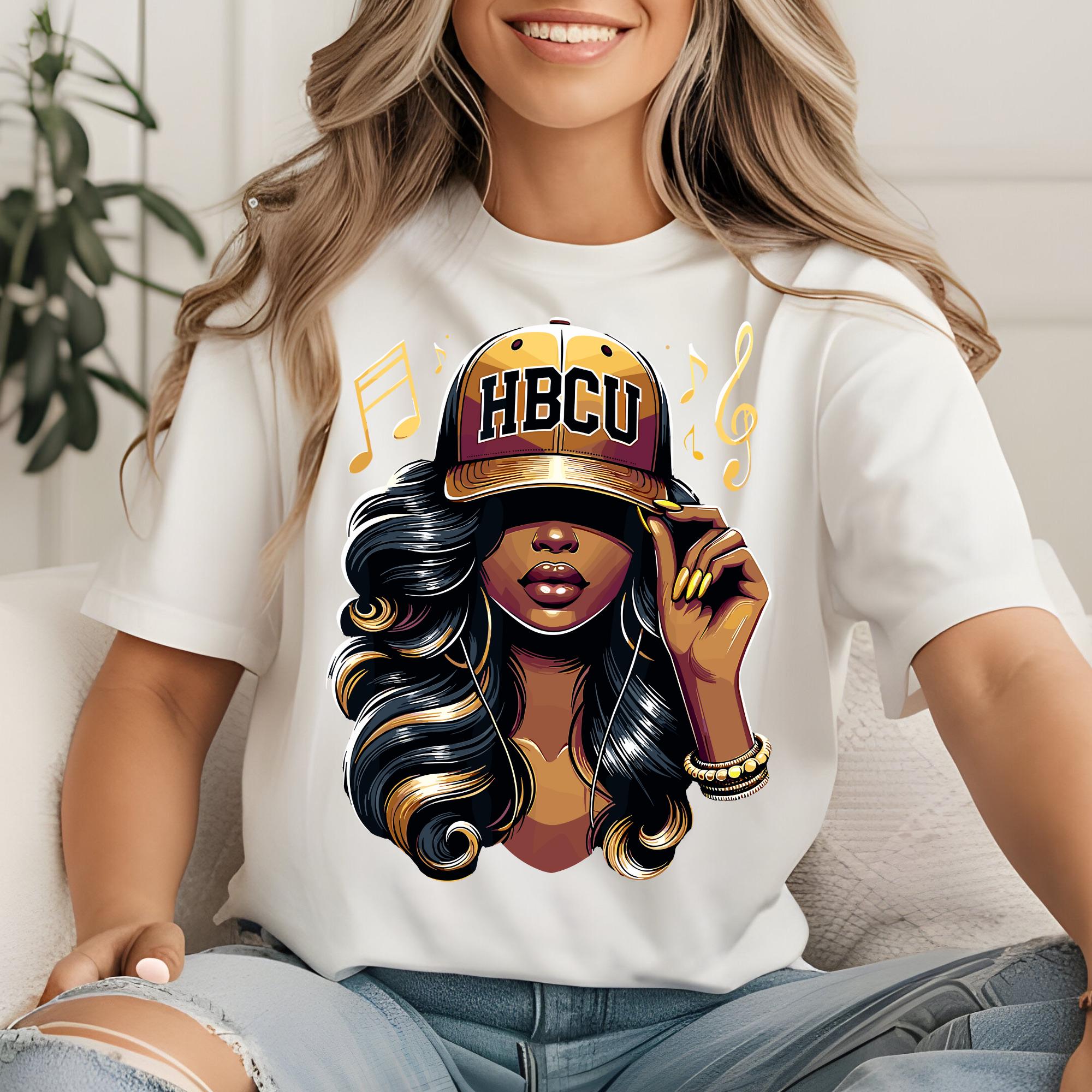 HBCU Afrocentric Digital Art PNG, Stylish Black Woman With Music Notes ...
