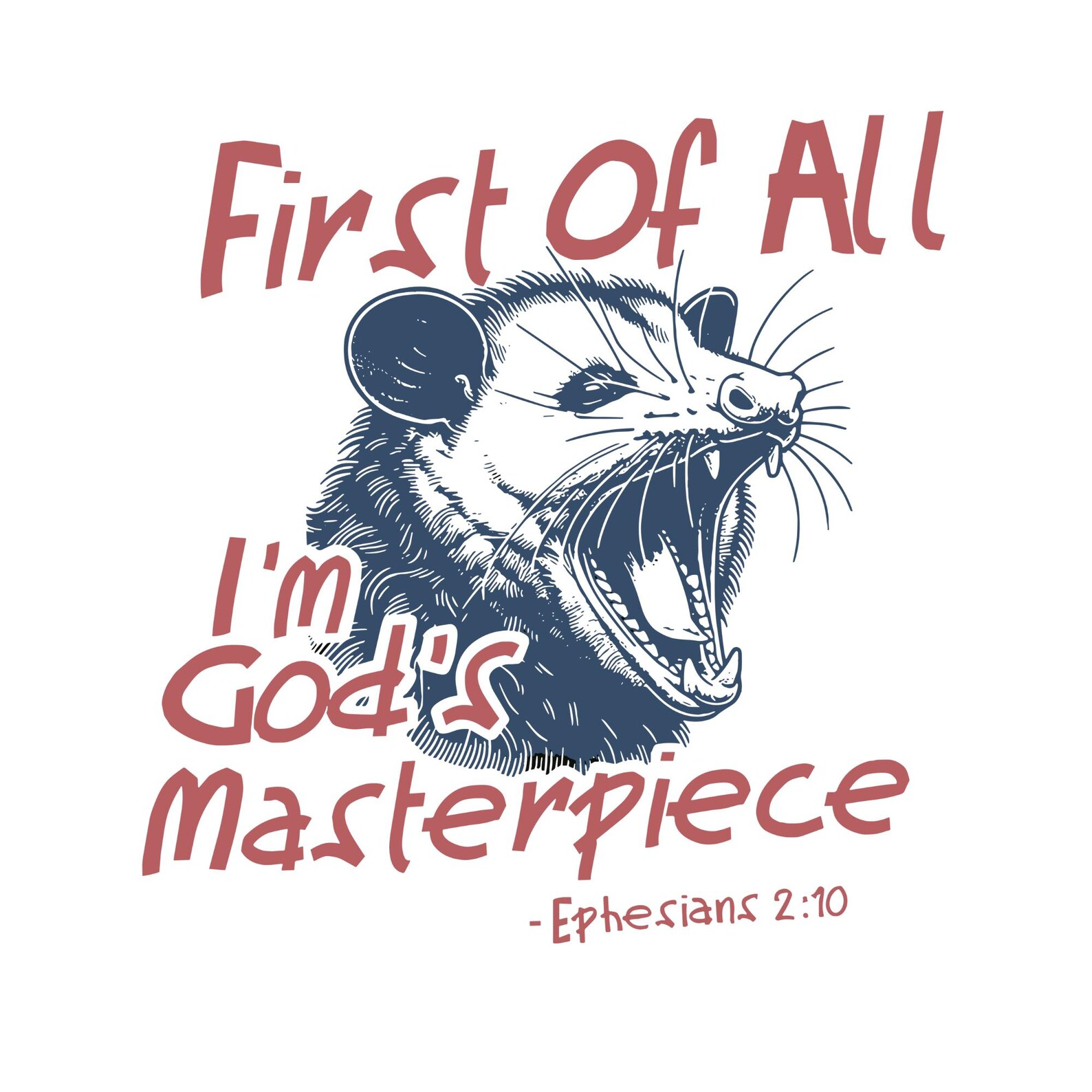 Possum God's Masterpiece, Ephesians 2:10 Quote, Unique Animal Art PNG ...