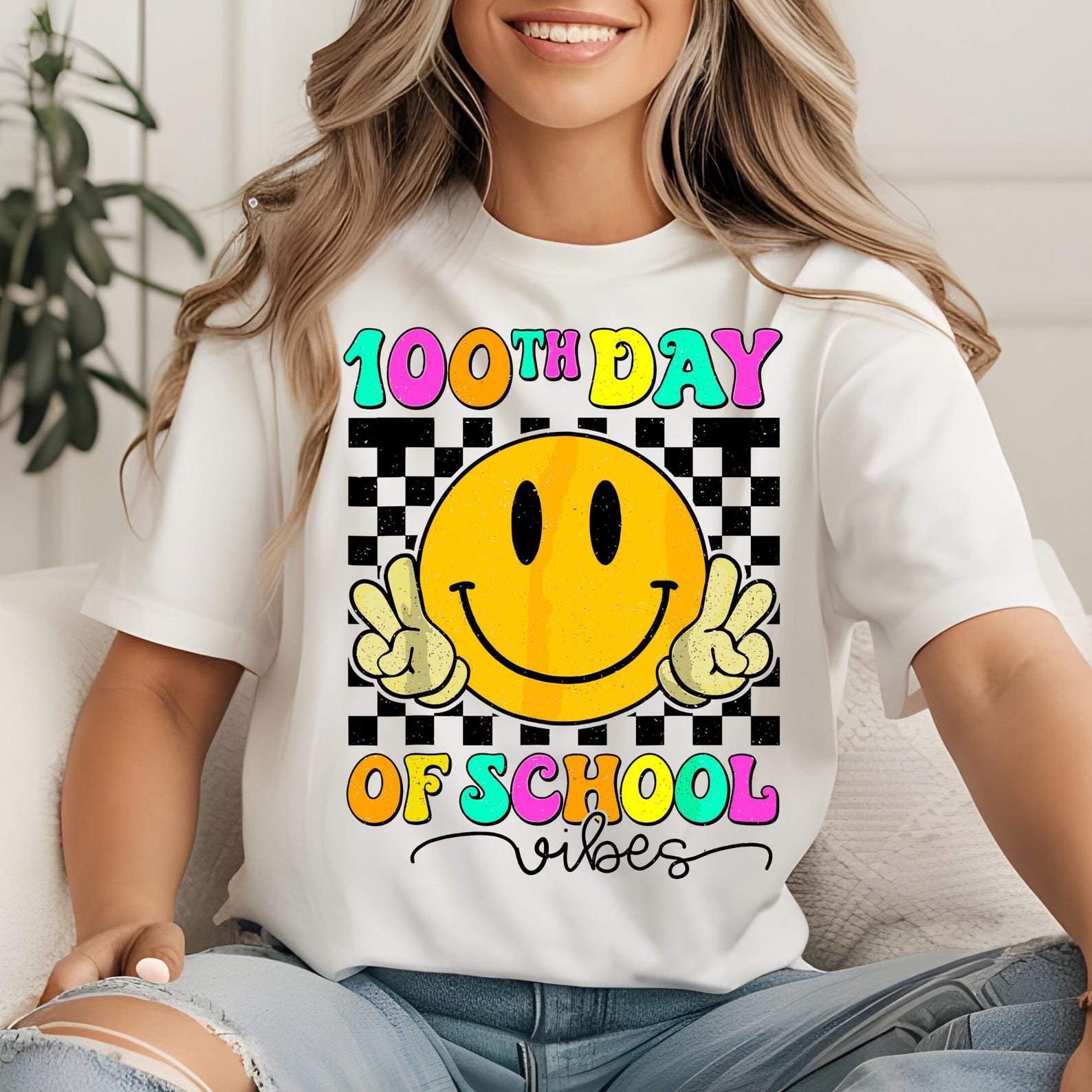 100th Day of School Vibes PNG Fun Smiley Design for Teachers & Kids - Etsy