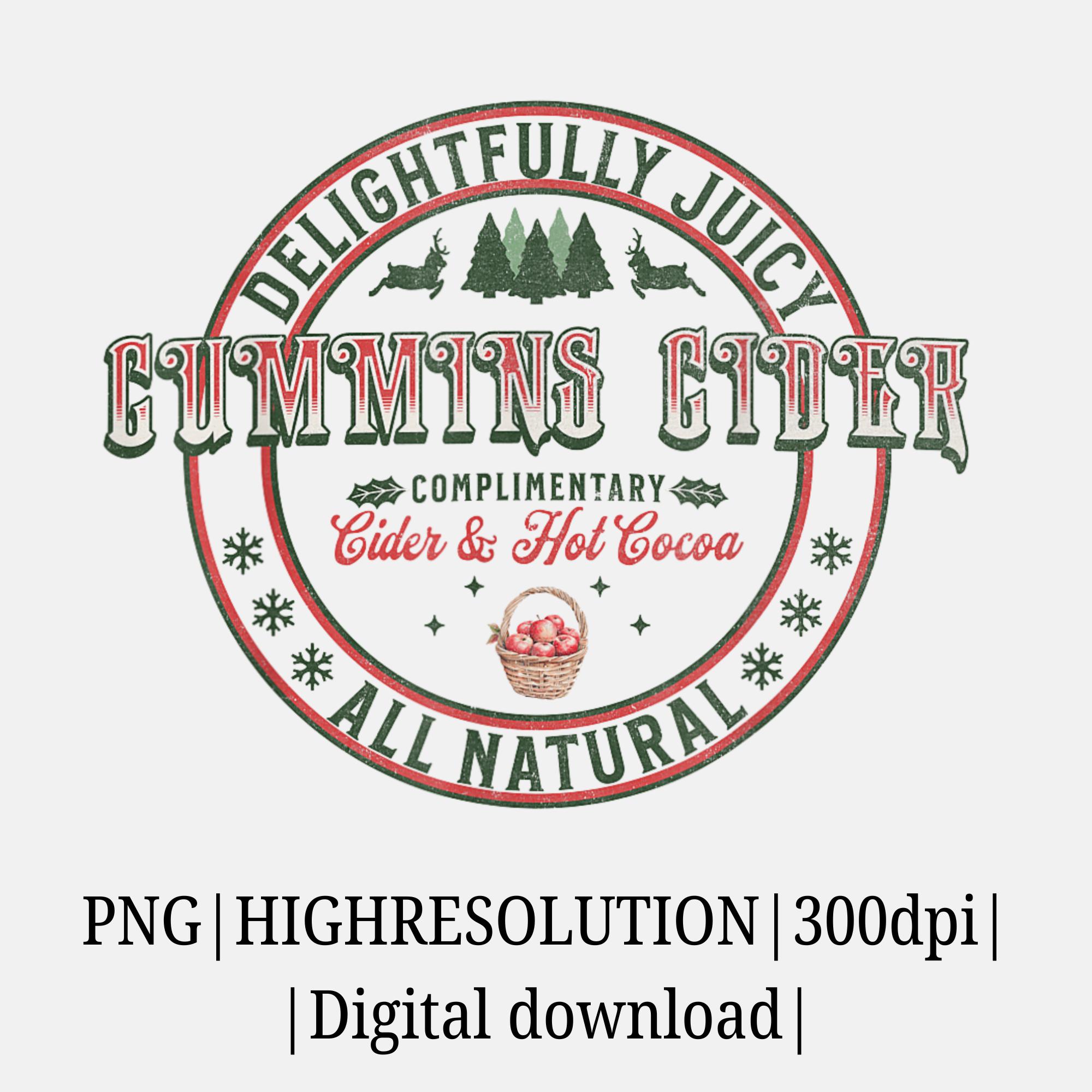 Festive Cummins Cider Holiday PNG Vintage Christmas Design - Etsy