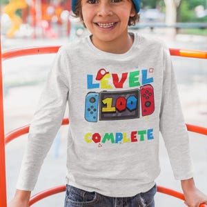 Level 100 Days of School Complete PNG Design | Gaming Tee Digital ...